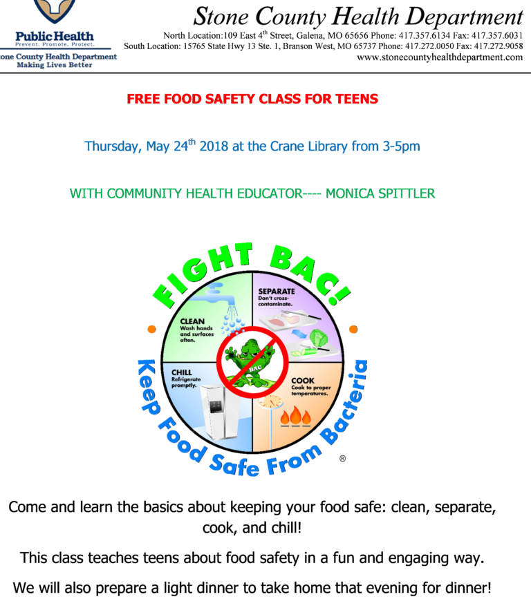 Free Food Safety Class For Teens - Stone County Health Department